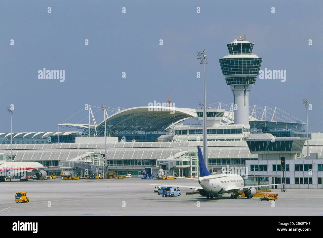 Munich Airport, Tower and new Terminal, Munich, Germany Stock Photo - Alamy