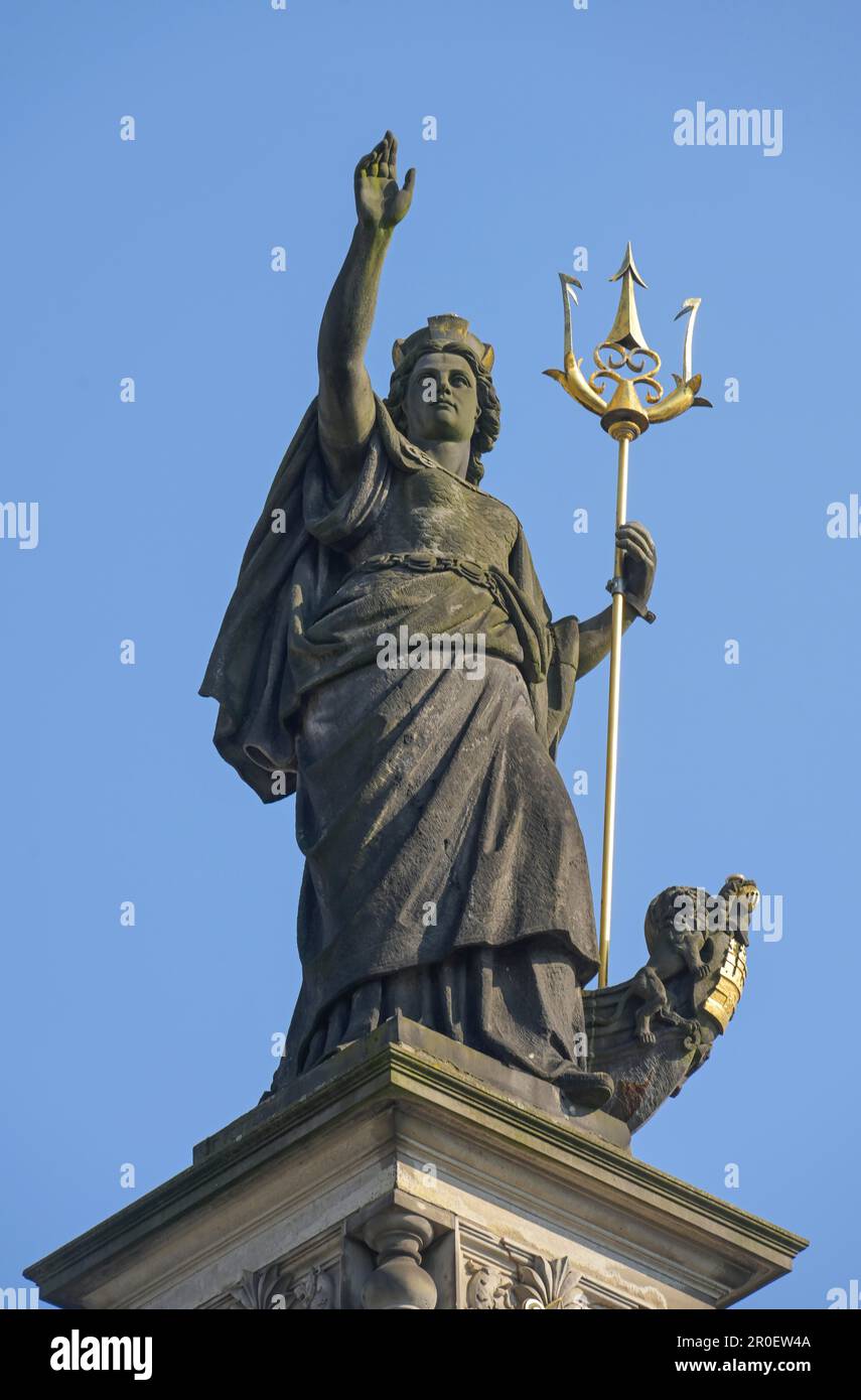 Female figure of Hansa, Hansabrunnen, Hansaplatz, St. Georg, Hamburg ...