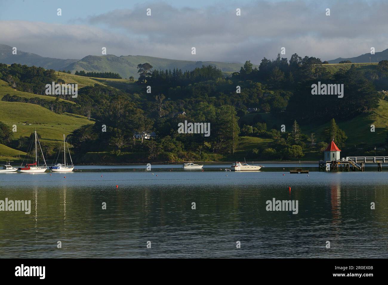 Akaroa Harbour, boats, NZ, Boats in Akaroa harbour, Banks Peninsula ...