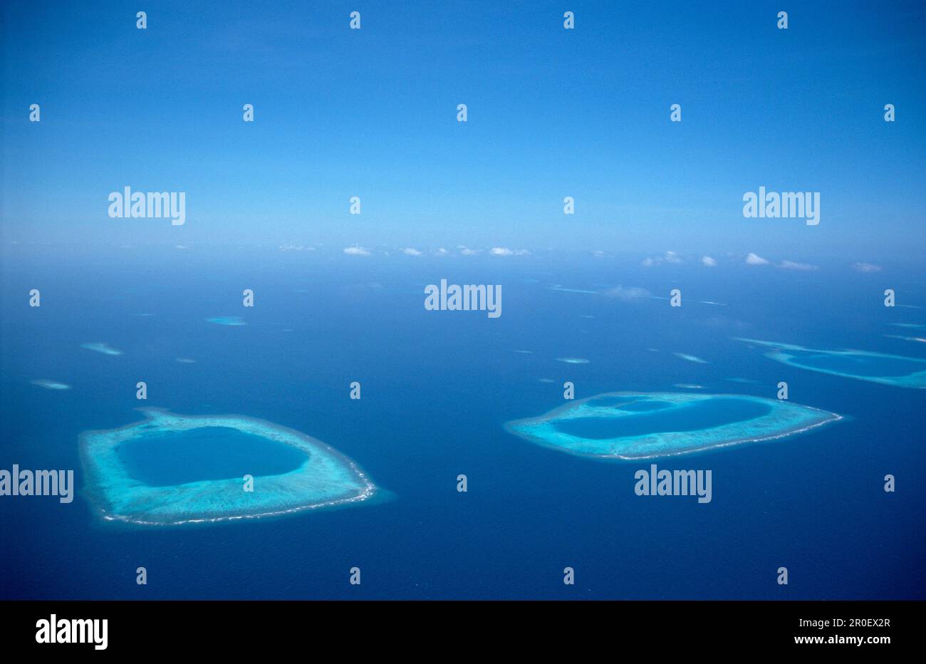 Aerial View of Maldivan Atoll and Coral Reefs, Maldives, Indian Ocean ...
