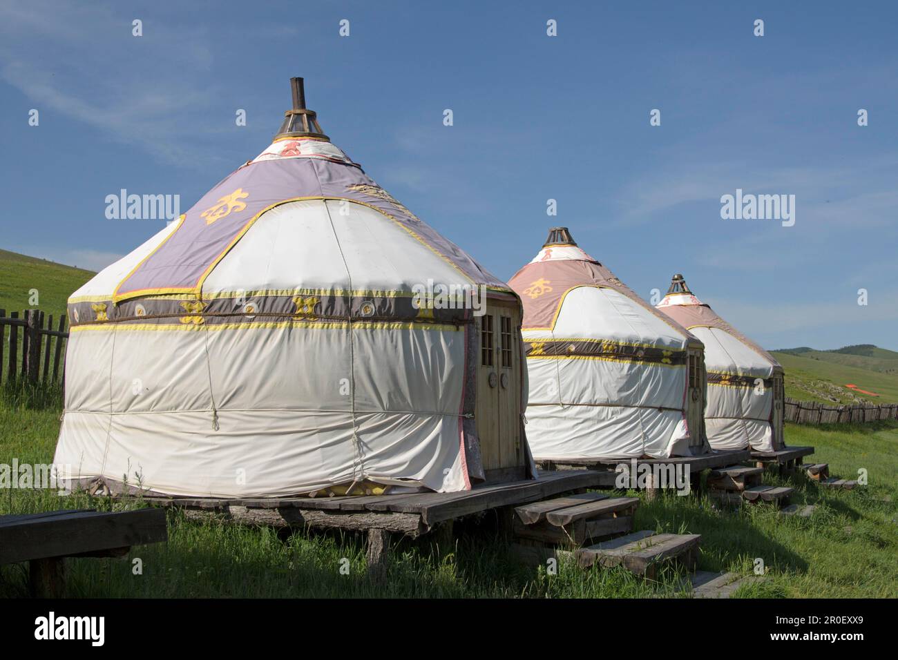 Tourist yurt camp, Oevoerkhangai, Zencher spring, Mongolia Stock Photo ...