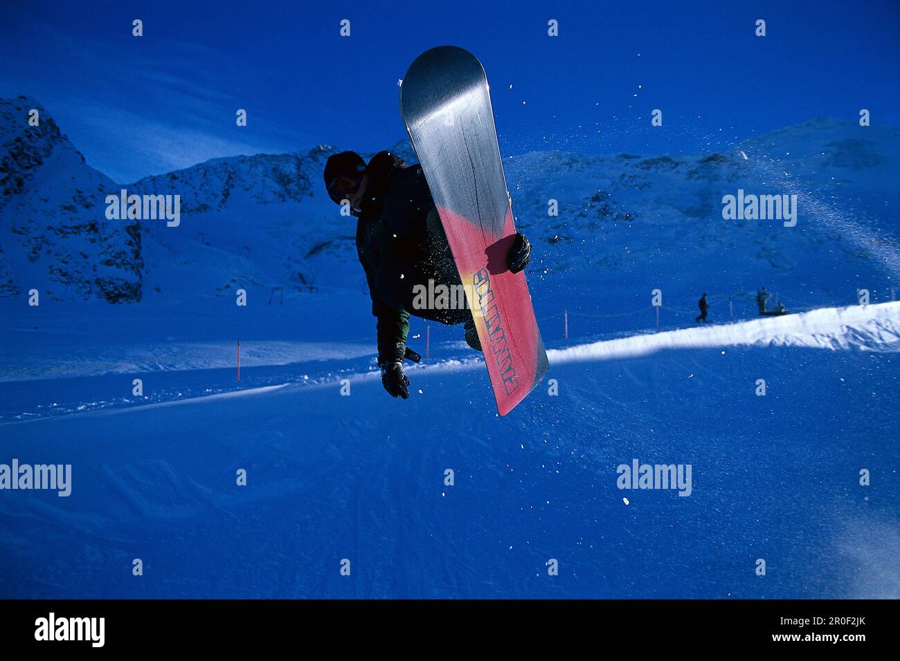 Snowboarder in the Halfpipe, Action, jump, Kaunertal, Tyrol, Austria ...
