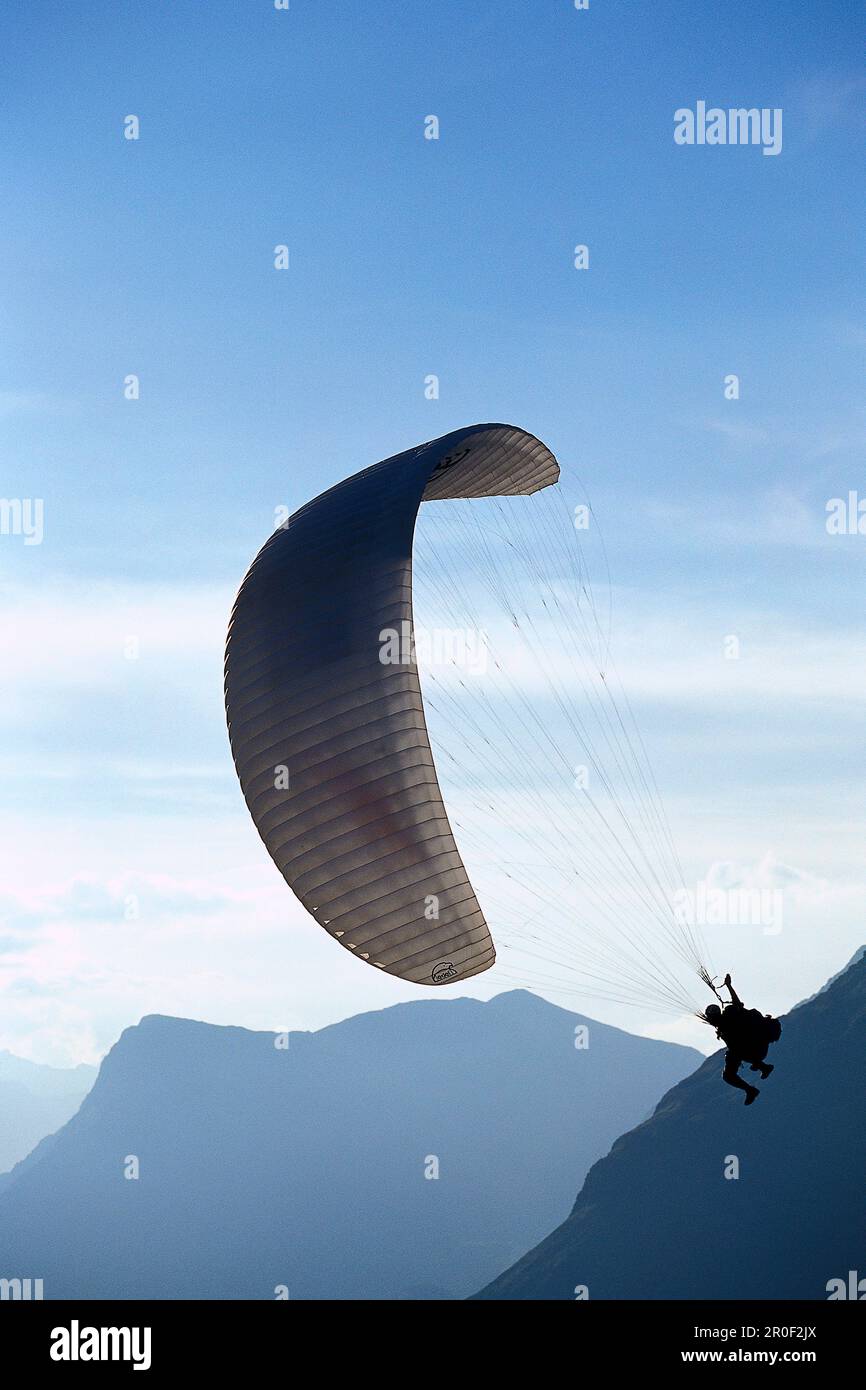 Tandem flight, Paragliding, Paznaun Valley, Tyrol, Austria Stock Photo ...