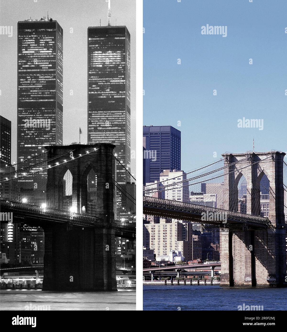 Brooklyn Bridge, before and after, USA, New York City, before and after ...