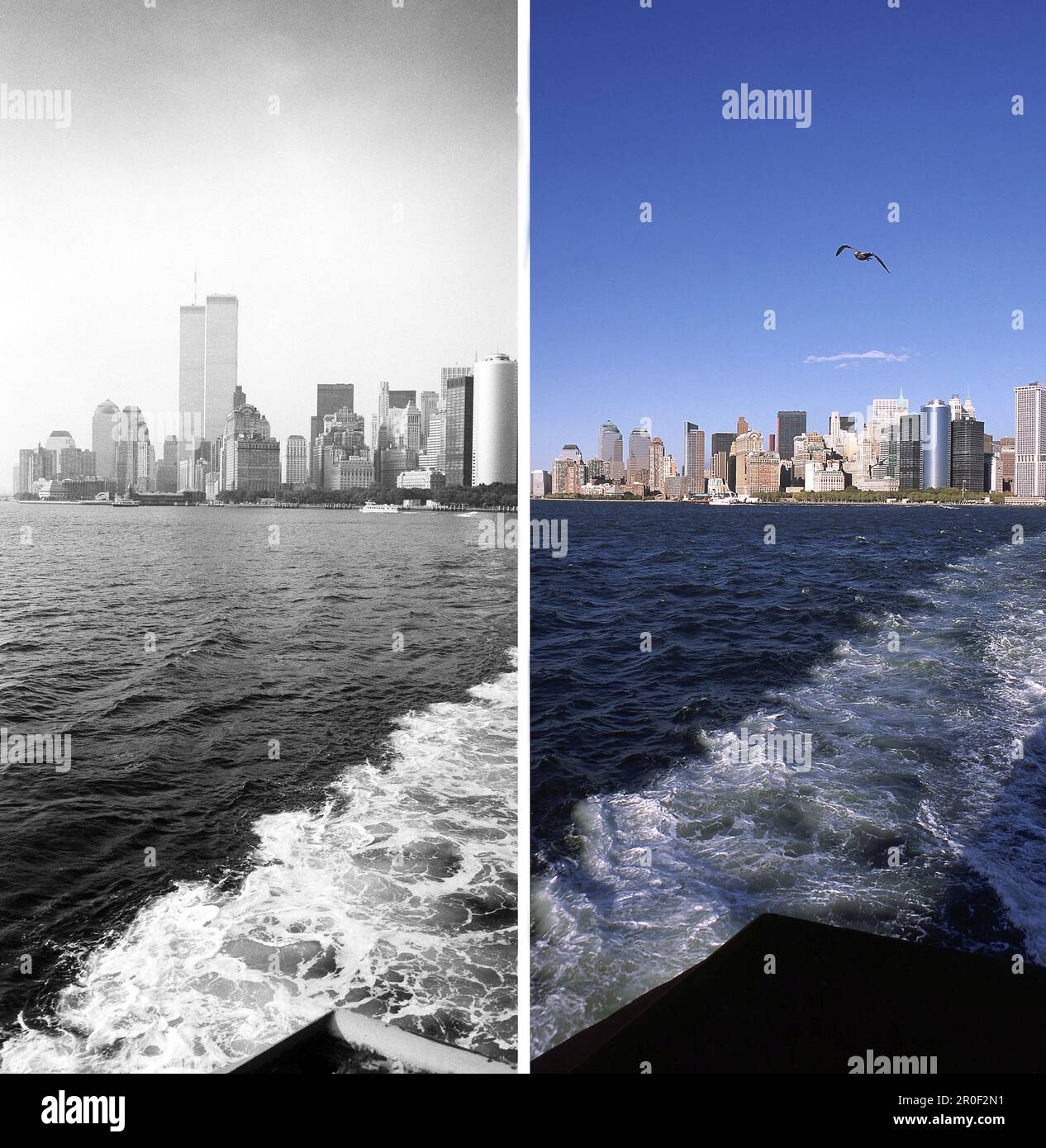 New York City, before and after the destruction of the World Trade ...