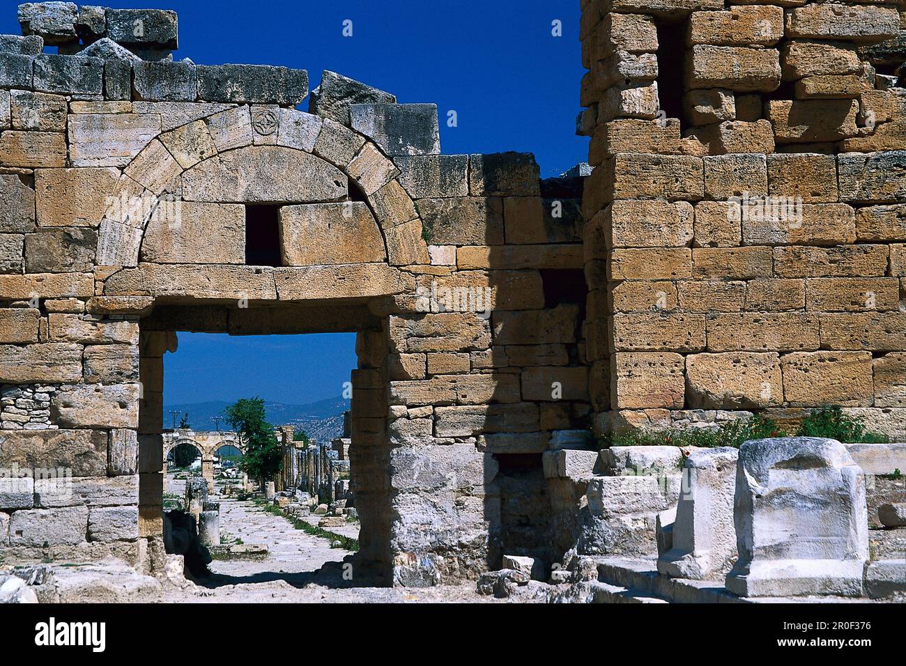 Byzantine gate, Ancient Greek city of Hierapolis near Pamukkale, Turkey ...