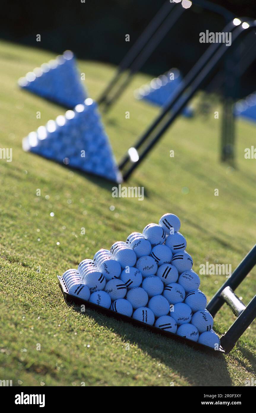 Pyramids of golf balls, White Witch Golf Course, Jamaica, Caribbean ...