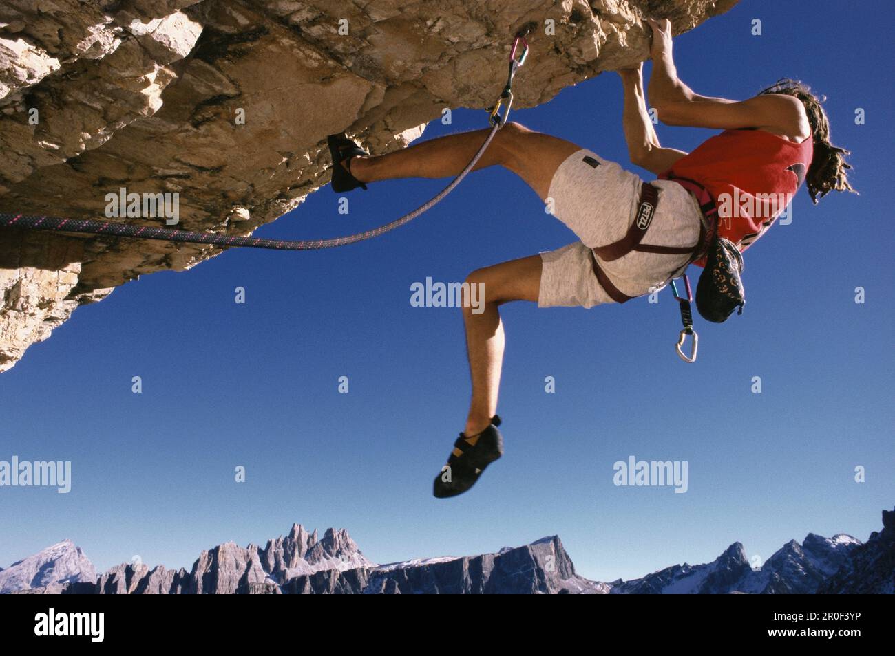 Alpine climber, free climbing, Dolomites, Italy Stock Photo - Alamy