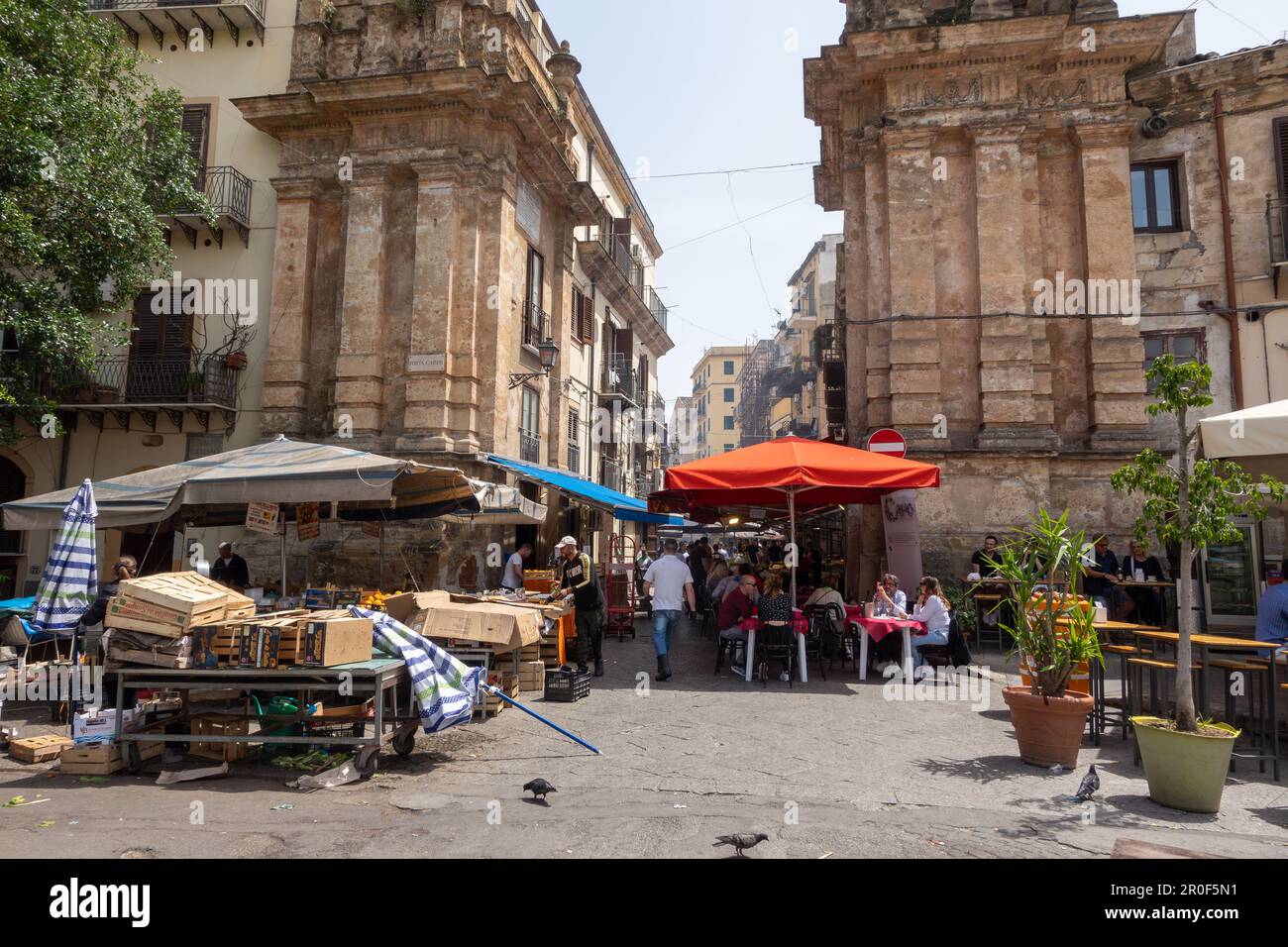 Traditional street market of southern Italy. Famous Capo market of ...