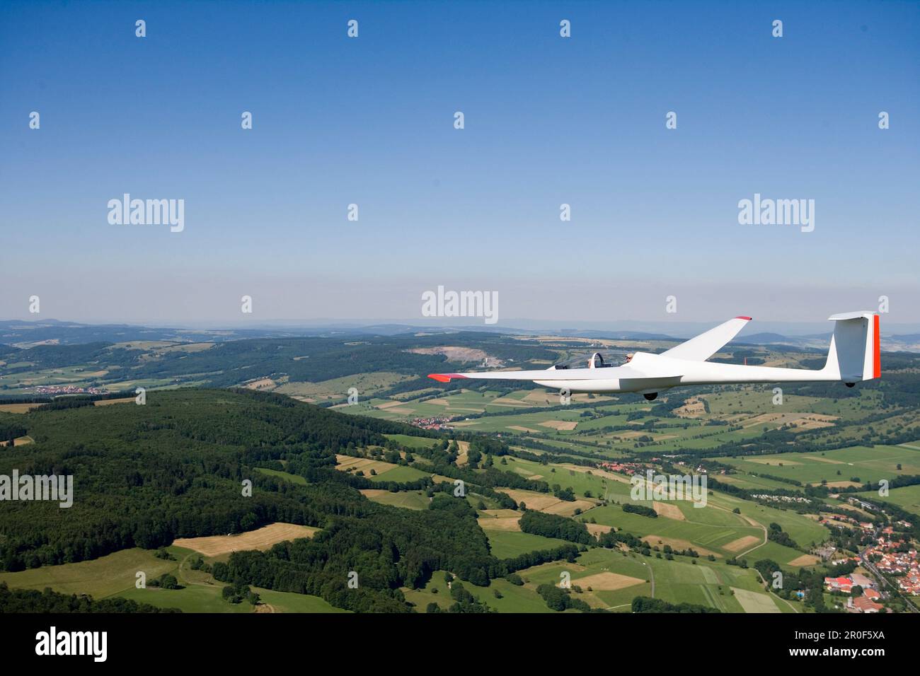 Glider Airplane over Rhoen Region, Near Wasserkuppe Mountain, Rhoen ...