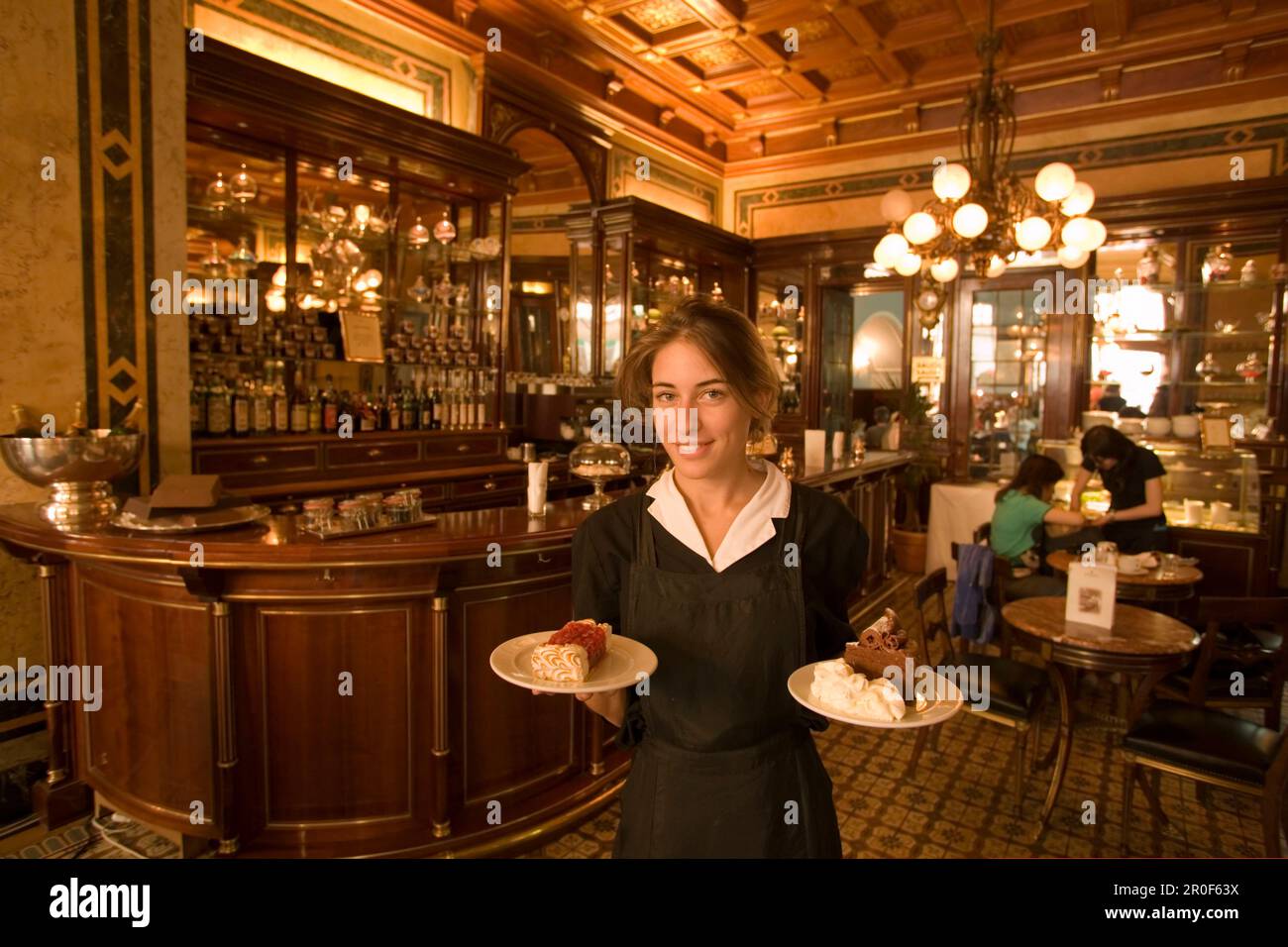 Interior shot in cafe with waitress hi-res stock photography and images ...
