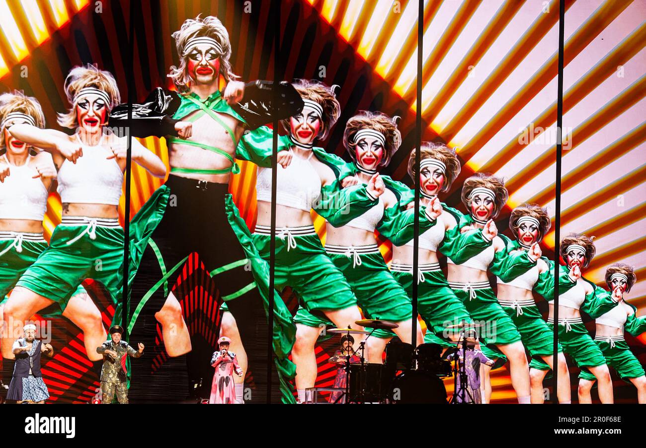 May 8, 2023: Croatia's Lets 3 at the Eurovision Song Contest 2023 Semi ...