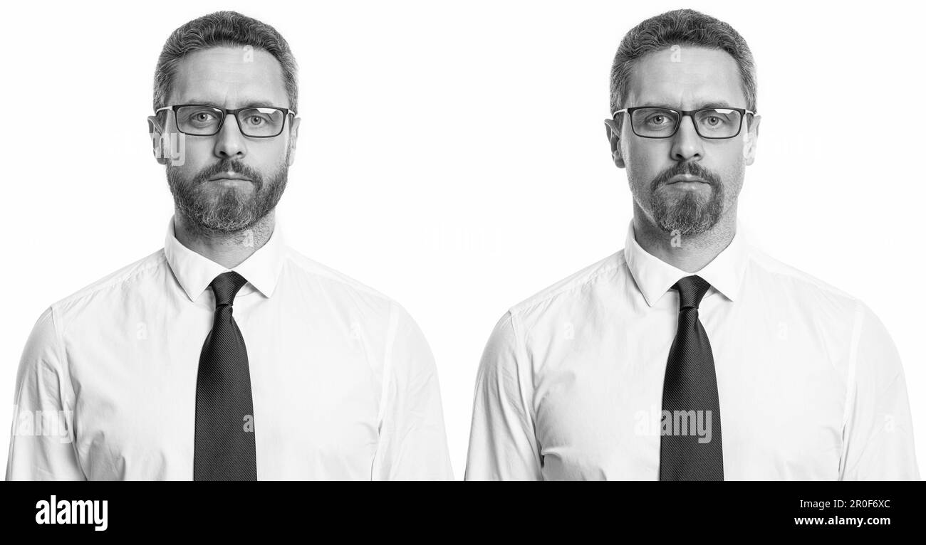 Two Guy Face Stubble Collage Before And After Isolated On White Guy Face Stubble Collage Stock
