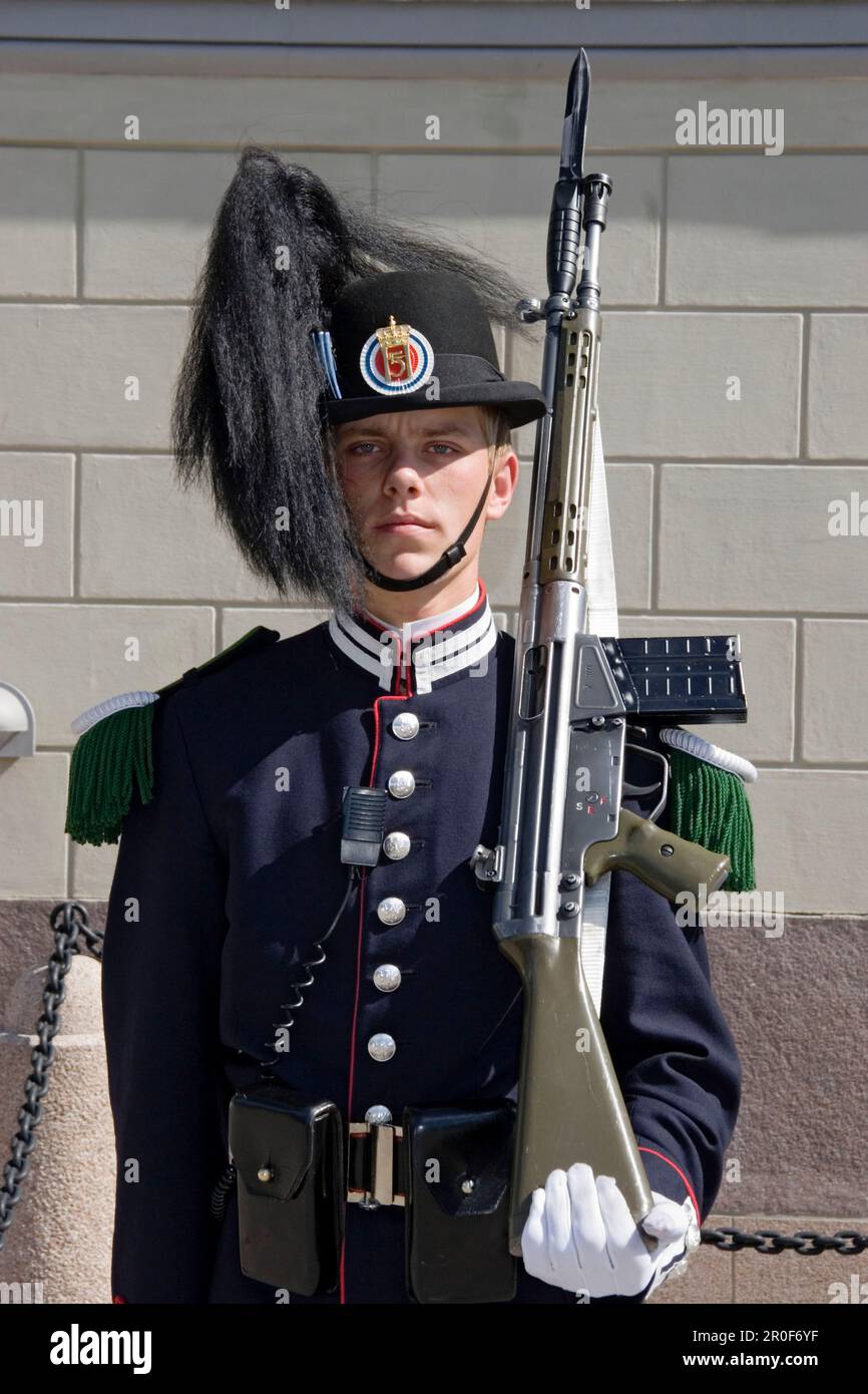 Castle guard in front of the Royal Palace, Oslo, Norway Stock Photo - Alamy