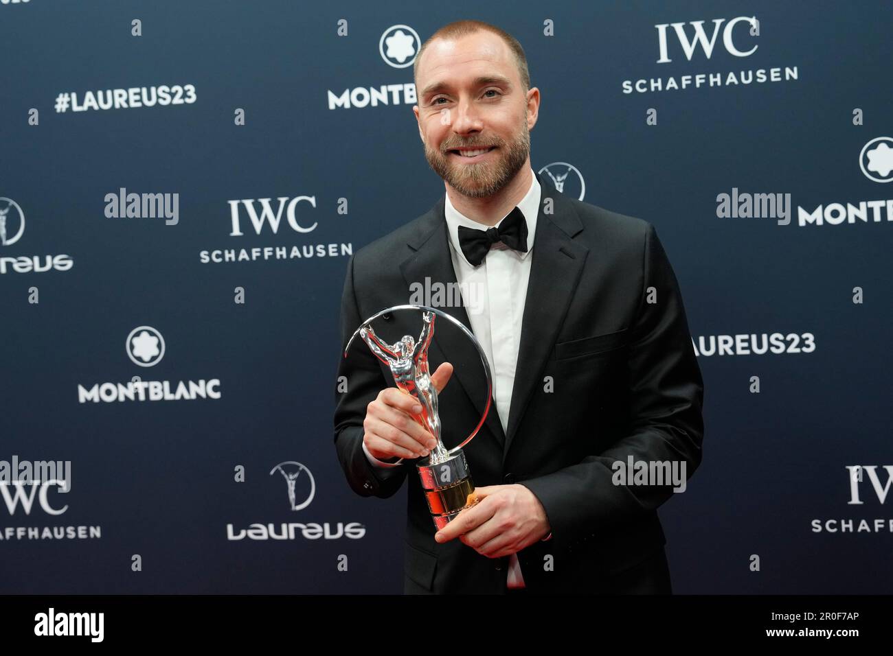 Danish soccer player Christian Eriksen poses after he was presented the ...