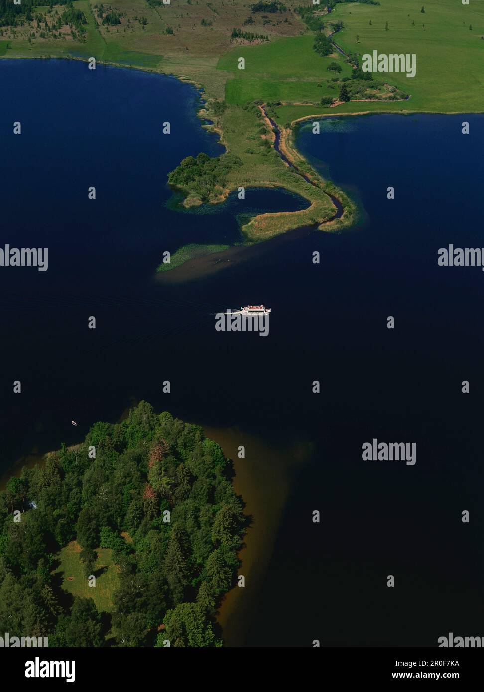 Aerial Photo of Staffelsee with tourboat, Upper Bavaria, Germany Stock ...