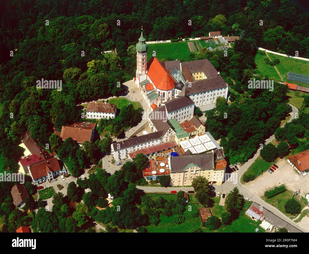Aerial view of Andechs Cloister, Upper Bavaria, Germany Stock Photo - Alamy