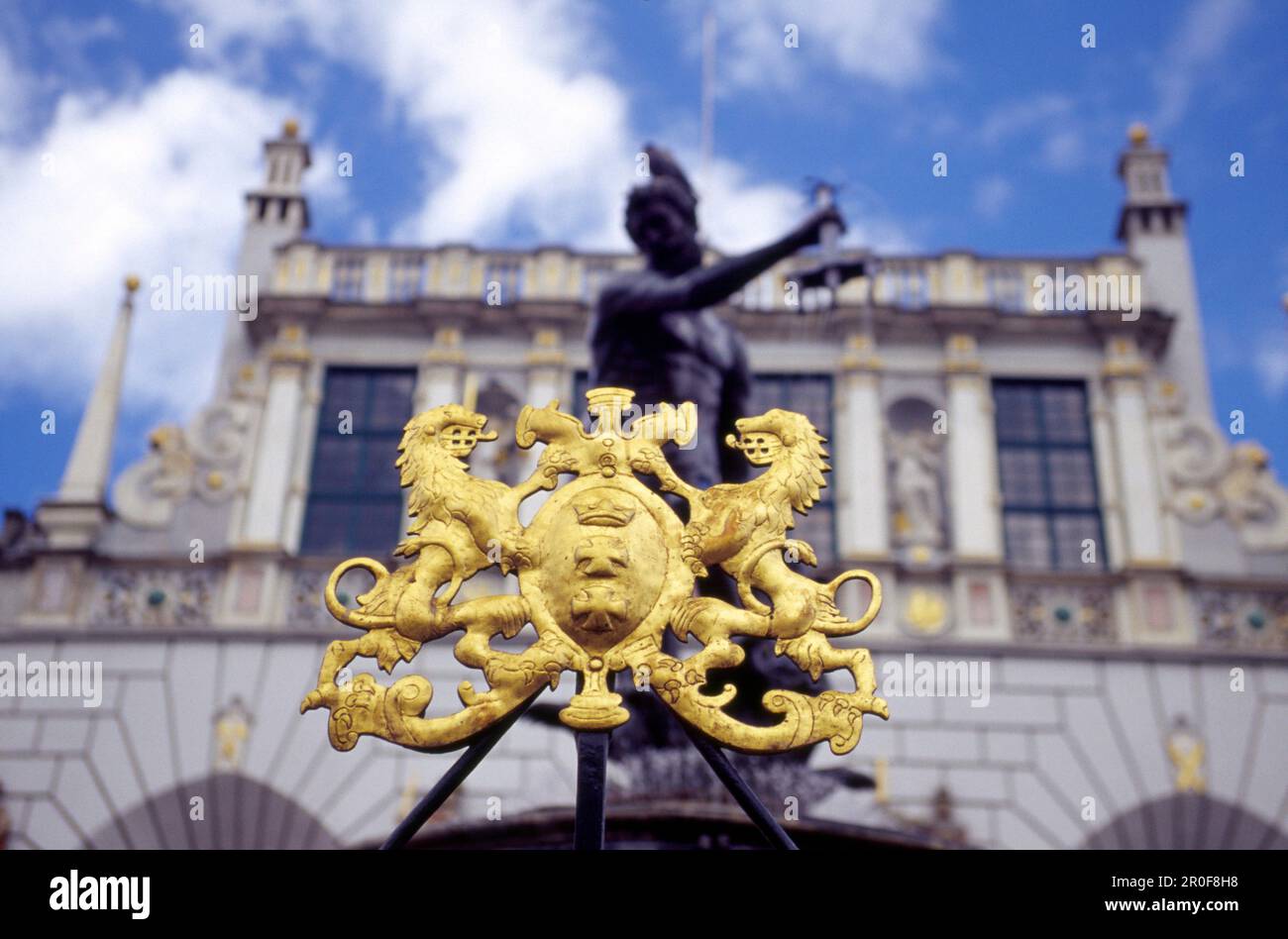 The Neptun Fountain (with city crest ), symbol of Gdansk, built in 1633 ...
