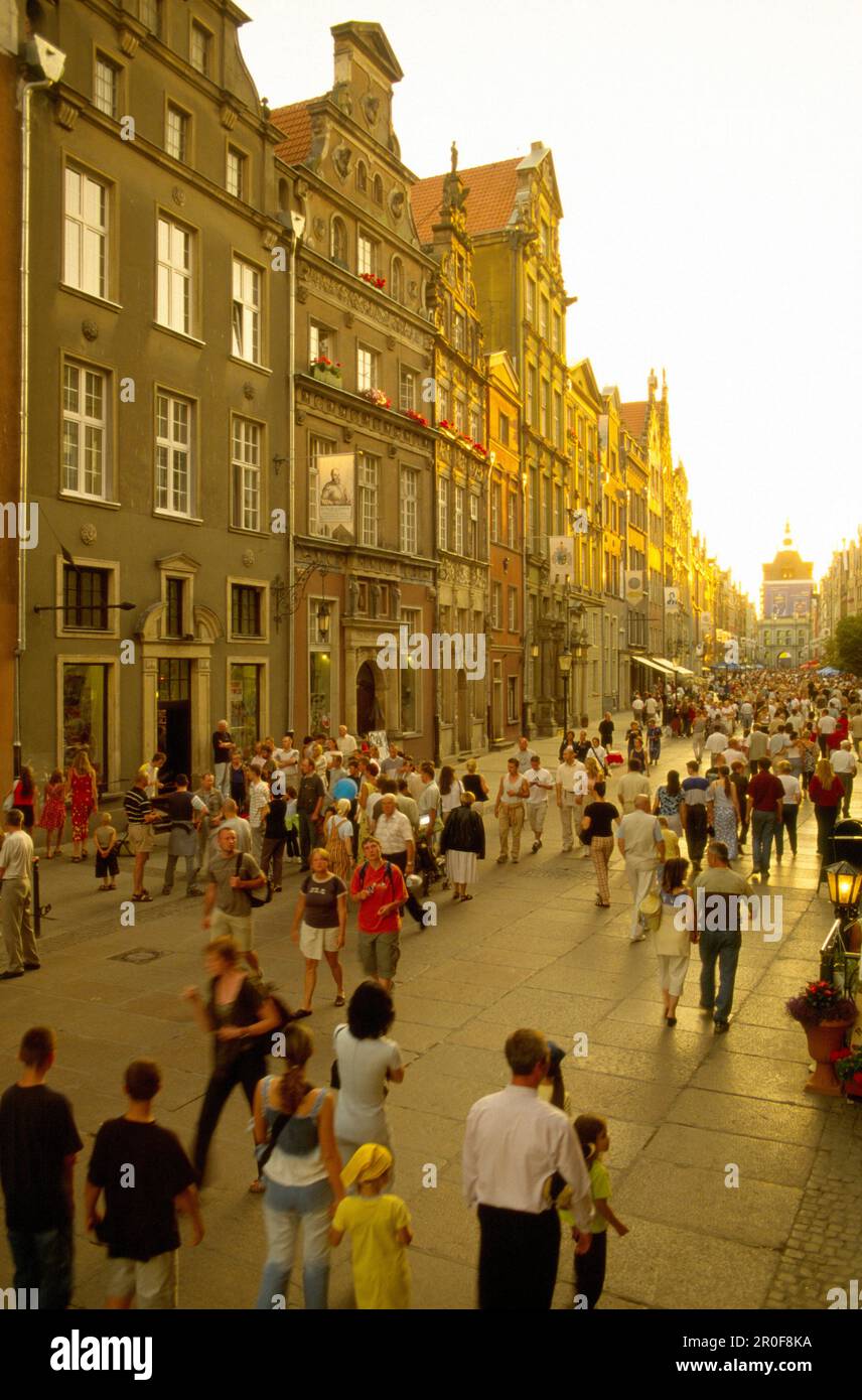 Old Town, Dluga Street at sunset, Gdansk, Danzig, Poland Stock Photo ...