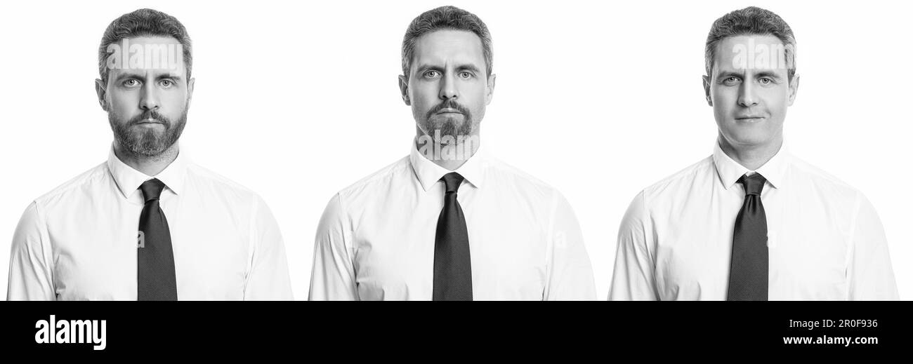 three man face stubble collage before and after in studio. man face ...