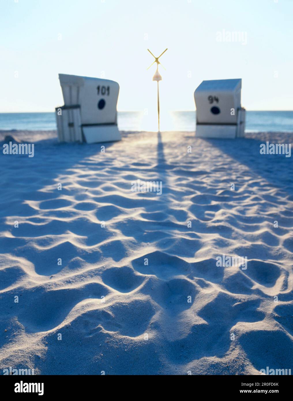 Hooded beach chairs on the beach, Kampen, Sylt Island, Westerland ...