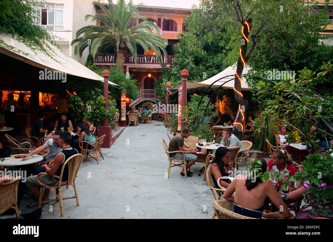 People sitting in a bar, Varodero Bar, Hostal Corona, Palma, Majorca ...
