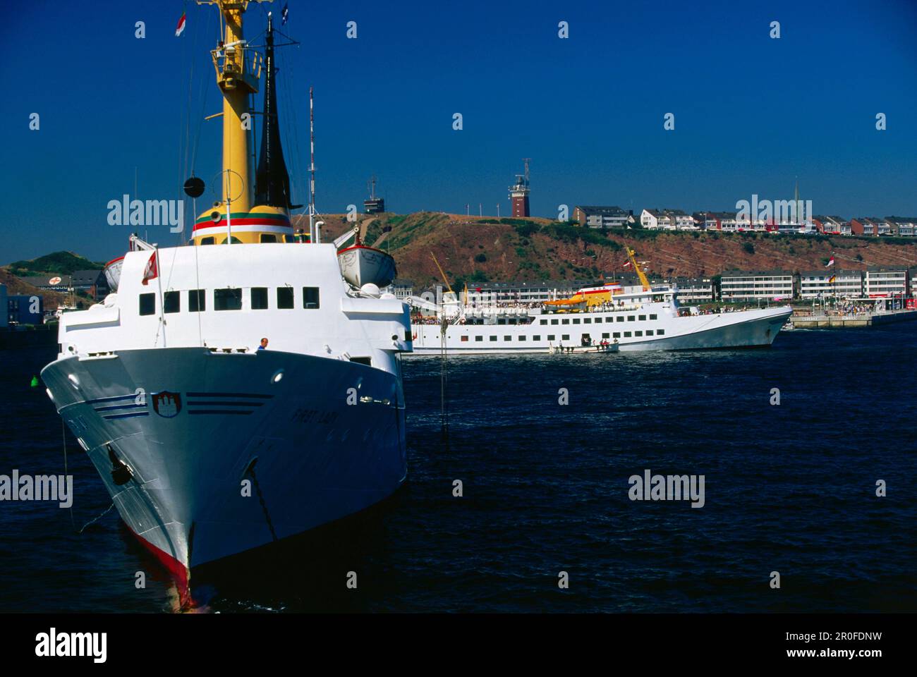 Ships in harbor, Helgoland island, Schleswig-Holstein, Germany Stock ...