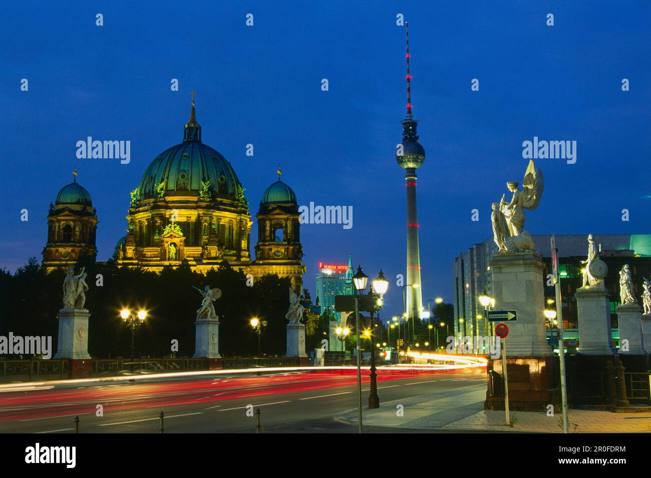 Berlin cathedral berlin television tower night hi-res stock photography ...