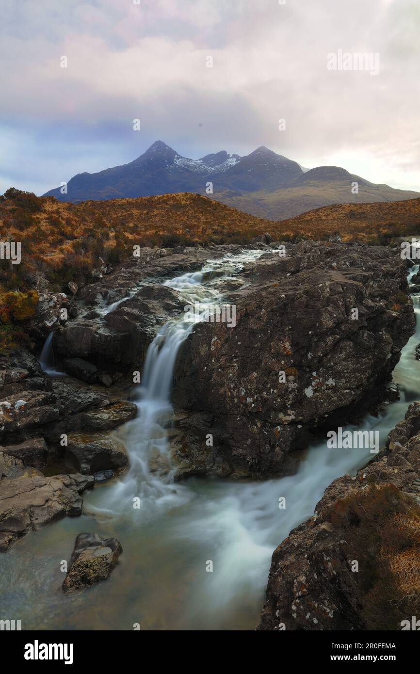 Beautiful Waterfall at Sligachan, Isle of Skye, Scotland, UK Stock ...