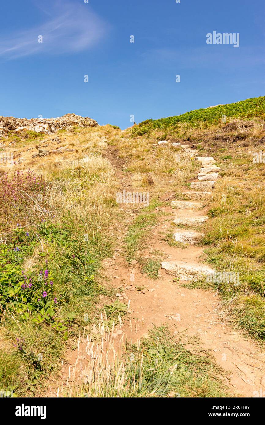 The South West Coastal Path as it makes its way along Boscaswell Cliffs ...
