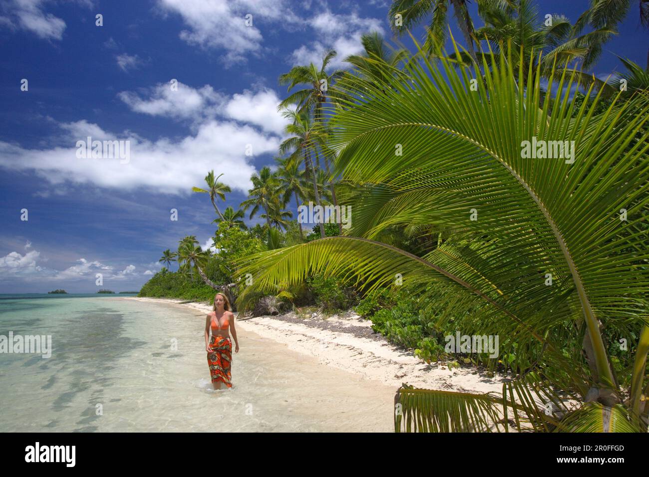 Woman at the beach, Fafa Island Resort, Tonga, South Seas Stock Photo ...