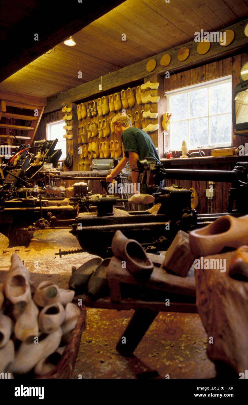 Clog-maker at open air museum, Zaanse Schans, Netherlands, Europe Stock ...