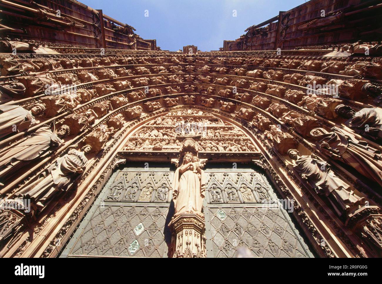 Figures at main portal of west side of cathedral, Strasbourg, Alsace ...