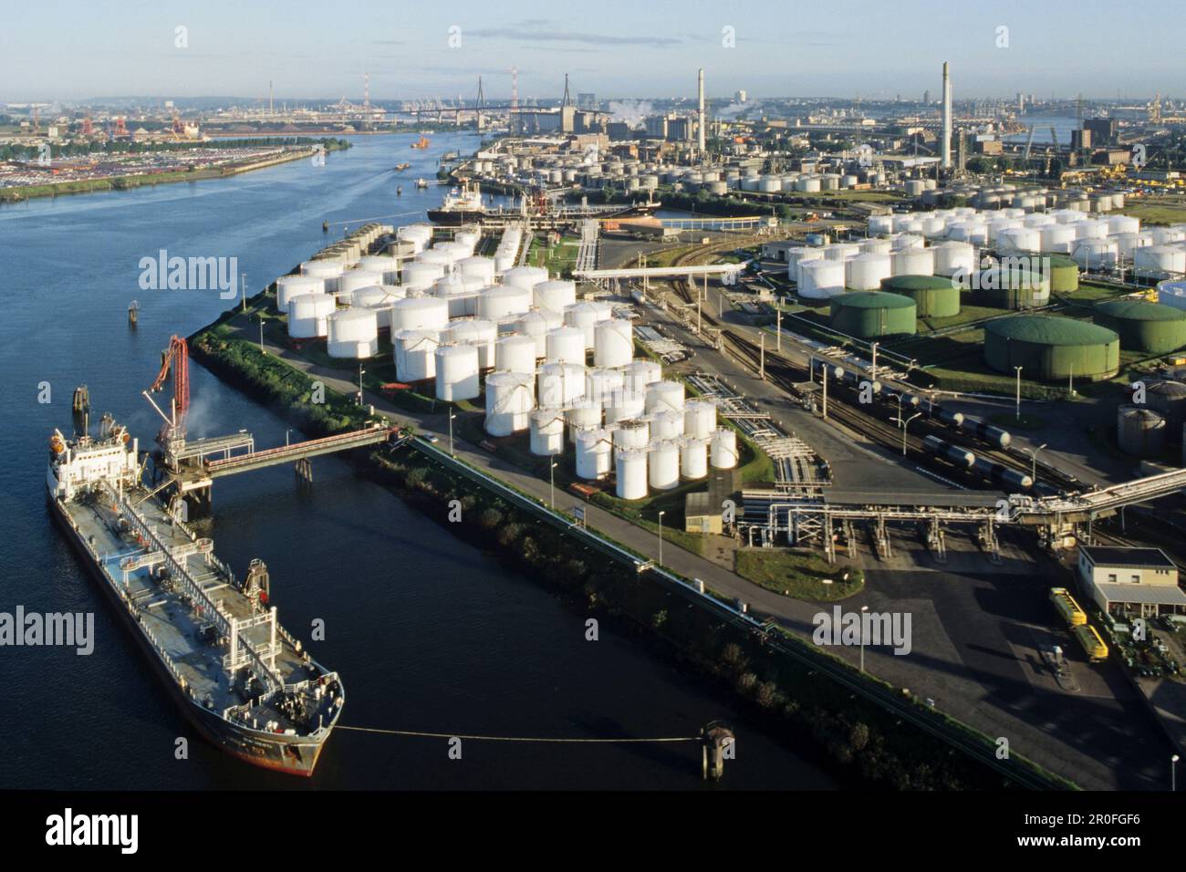 Oil-tanker at oil port, Hamburg harbor, Hamburg, Germany Stock Photo ...