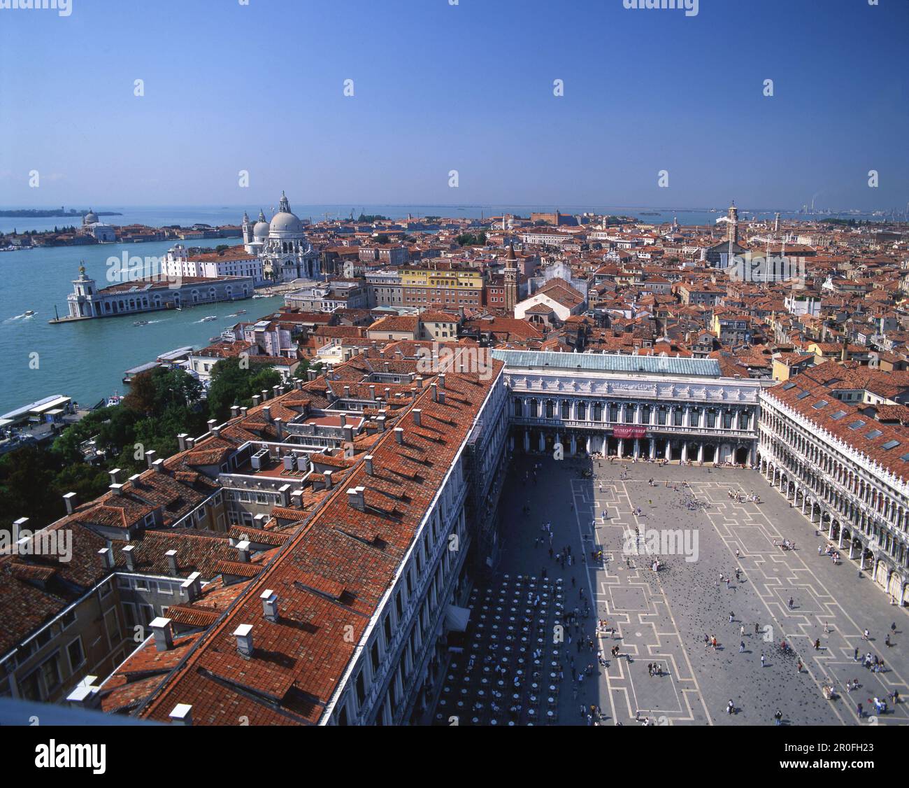 Italy, venice, St Marks square, San Marco, birds eyes view , tourists ...
