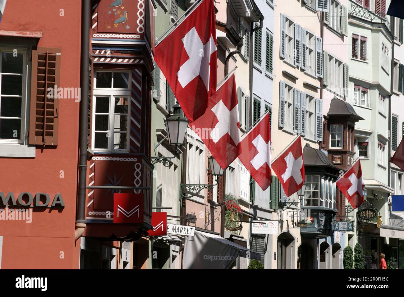 Historic city center of zurich flags hi-res stock photography and ...