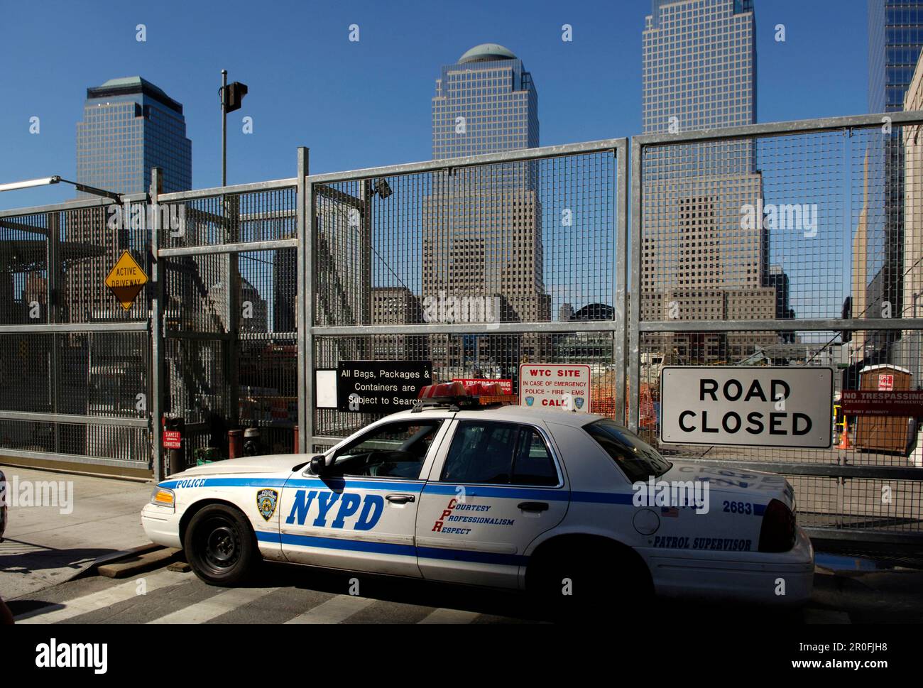 A police car outside Ground Zero, New York City, New York, USA Stock ...