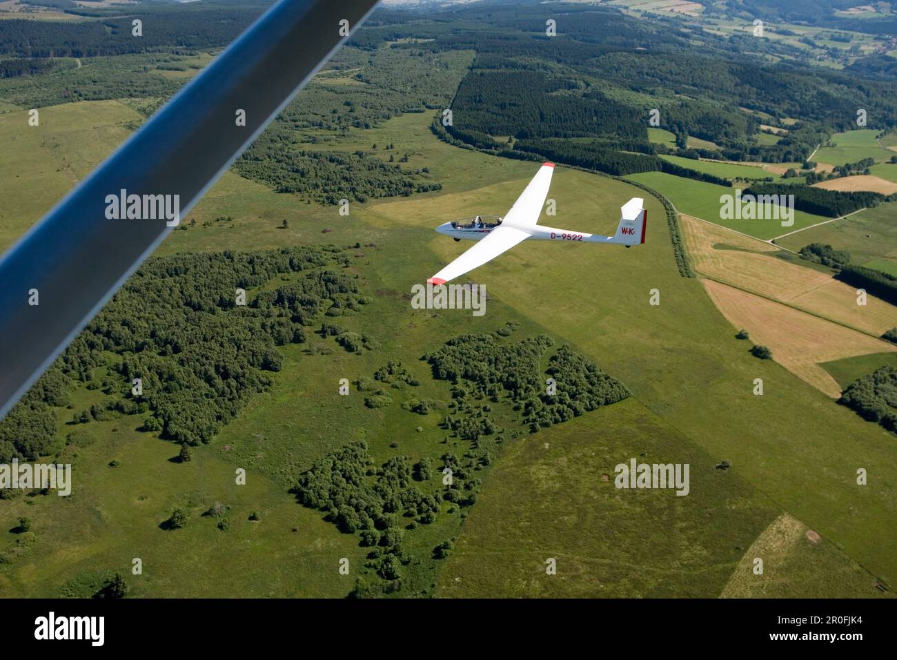 Aerial photo of a glider airplane over the Rhoen Region, Near ...