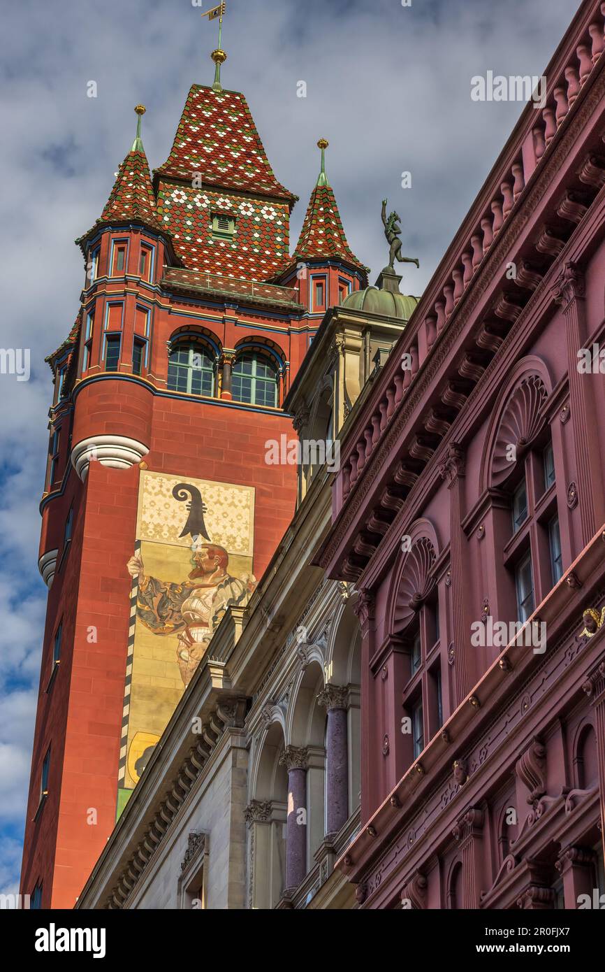 The iconic Red City Hall of Basel, Switzerland Stock Photo - Alamy