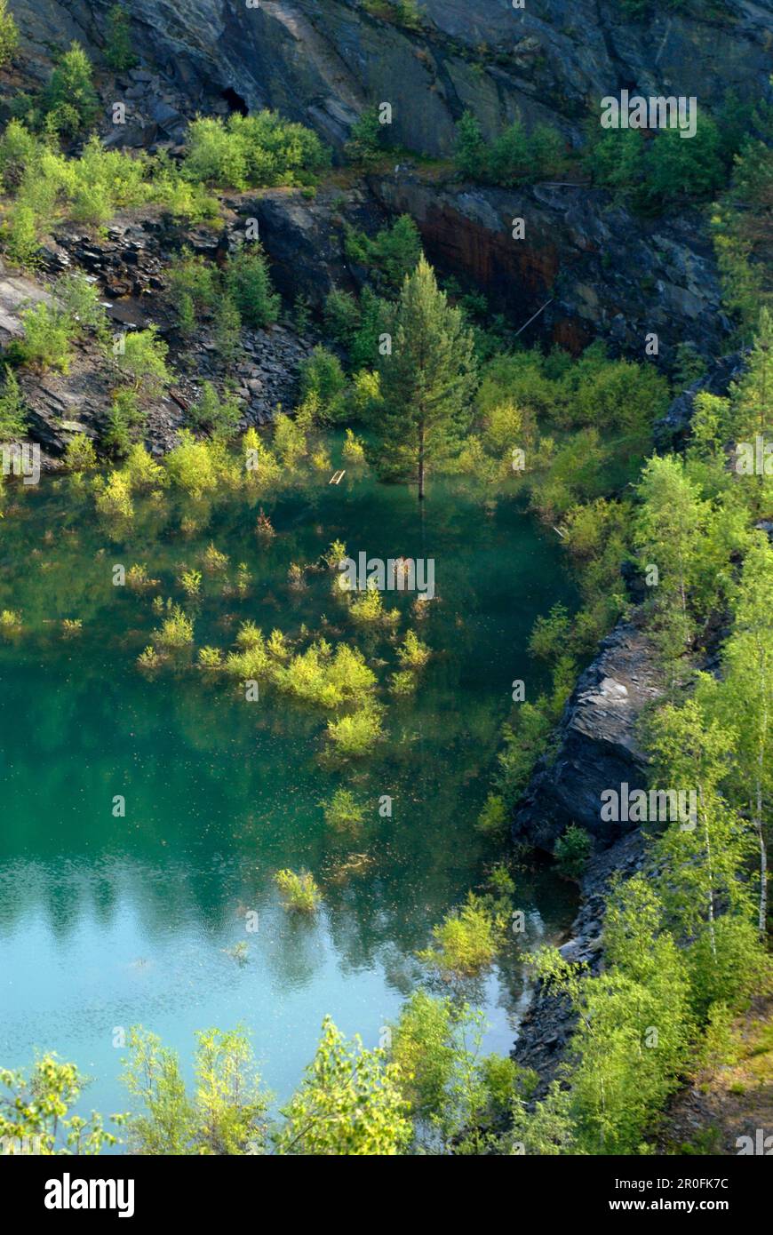 Swimming lake, slate mine, Lehesten, Thuringia, Germany Stock Photo - Alamy
