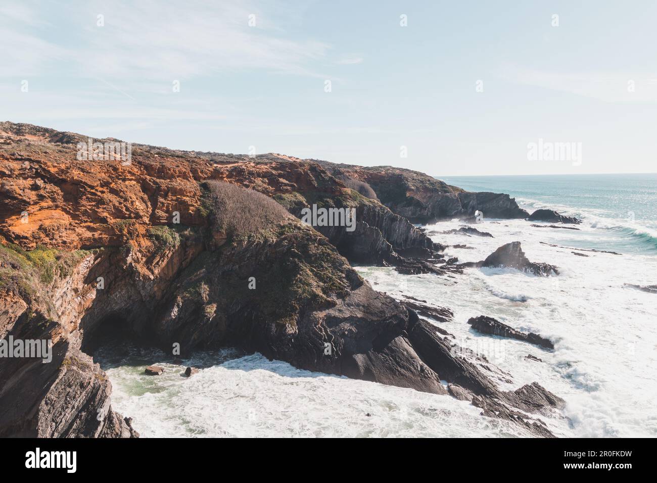 Breathtaking prehistoric cliffs on the Atlantic coast of Odemira region ...
