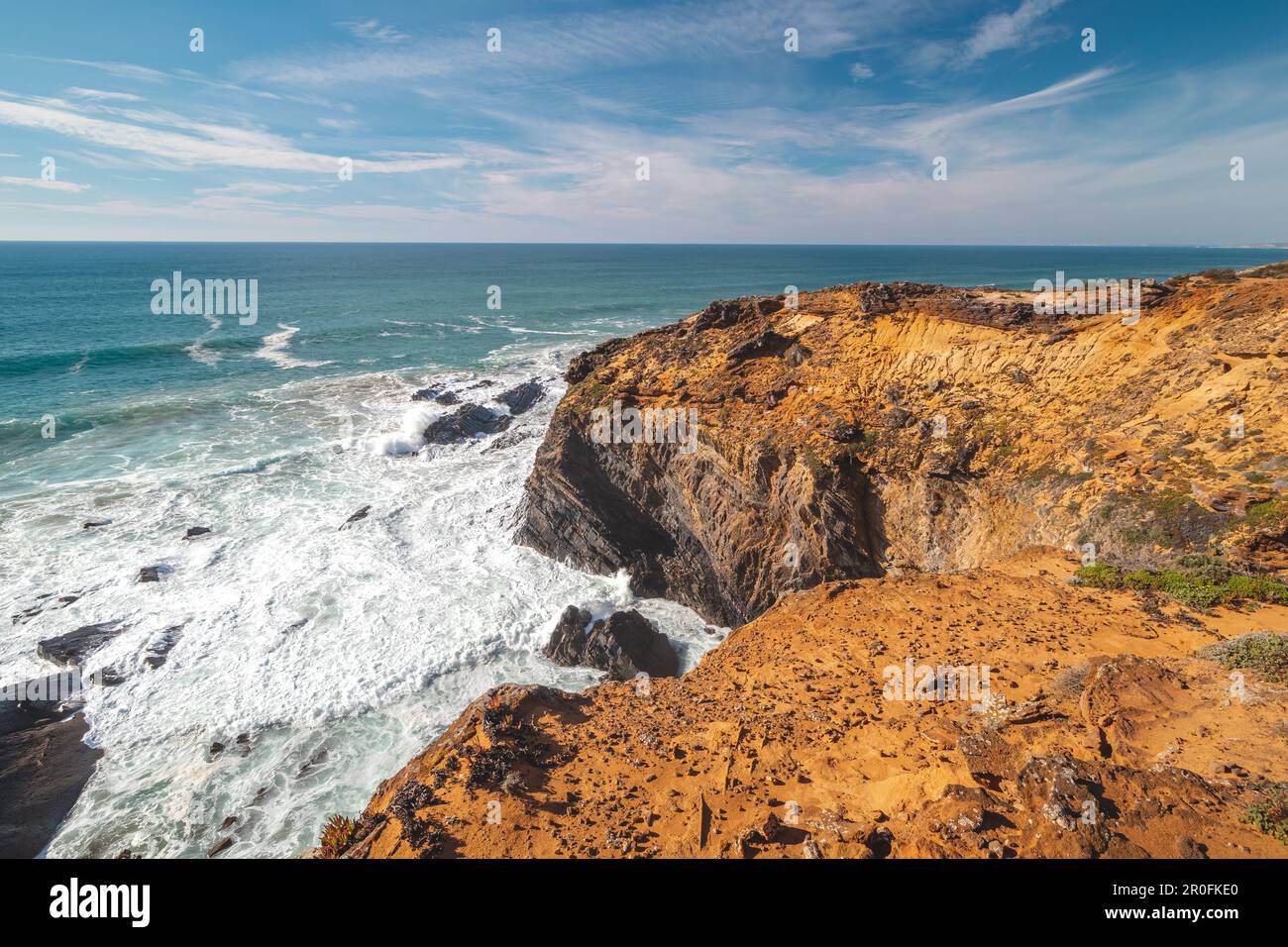 Breathtaking prehistoric cliffs on the Atlantic coast of Odemira region ...