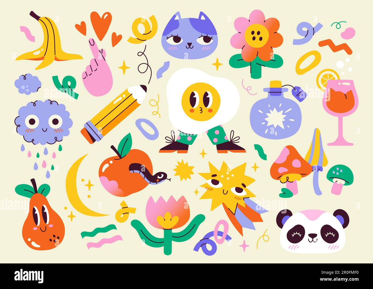 Set of funny stickers Stock Vector Image & Art - Alamy