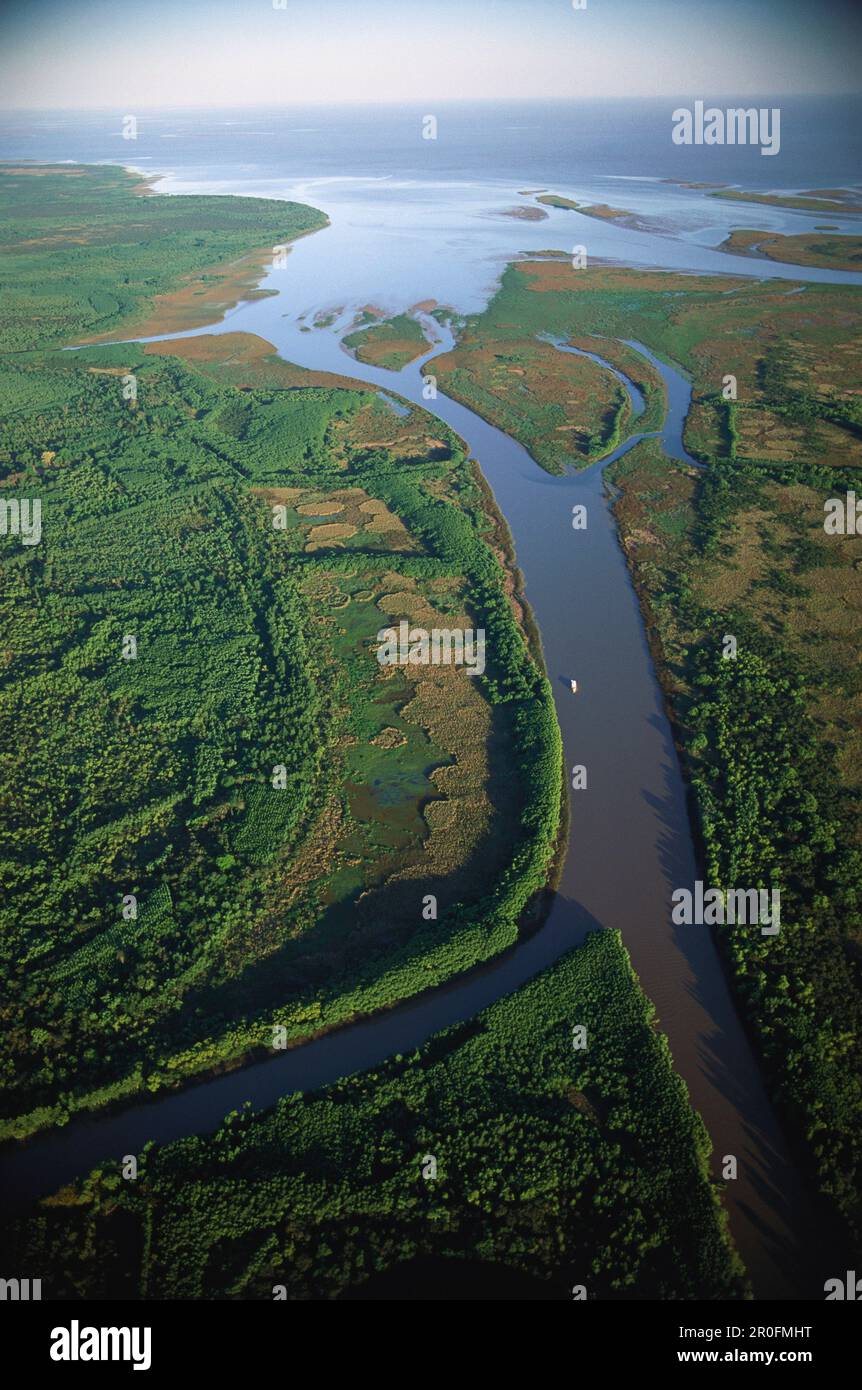 Aerial photo, Estuary of the river Rio Parana, Argentina, South America ...