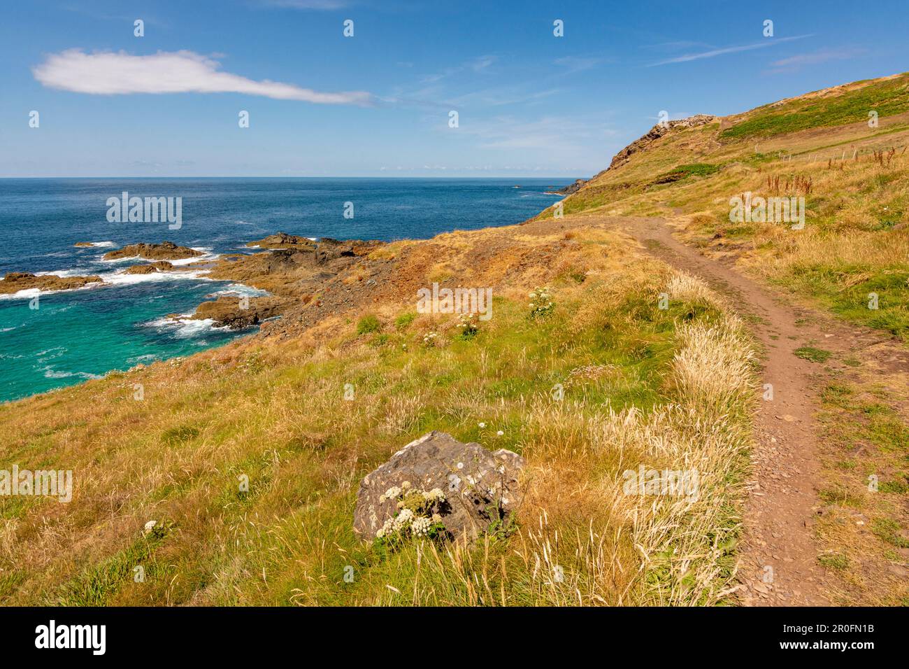 The South West Coastal Path as it makes its way along Boscaswell Cliffs ...