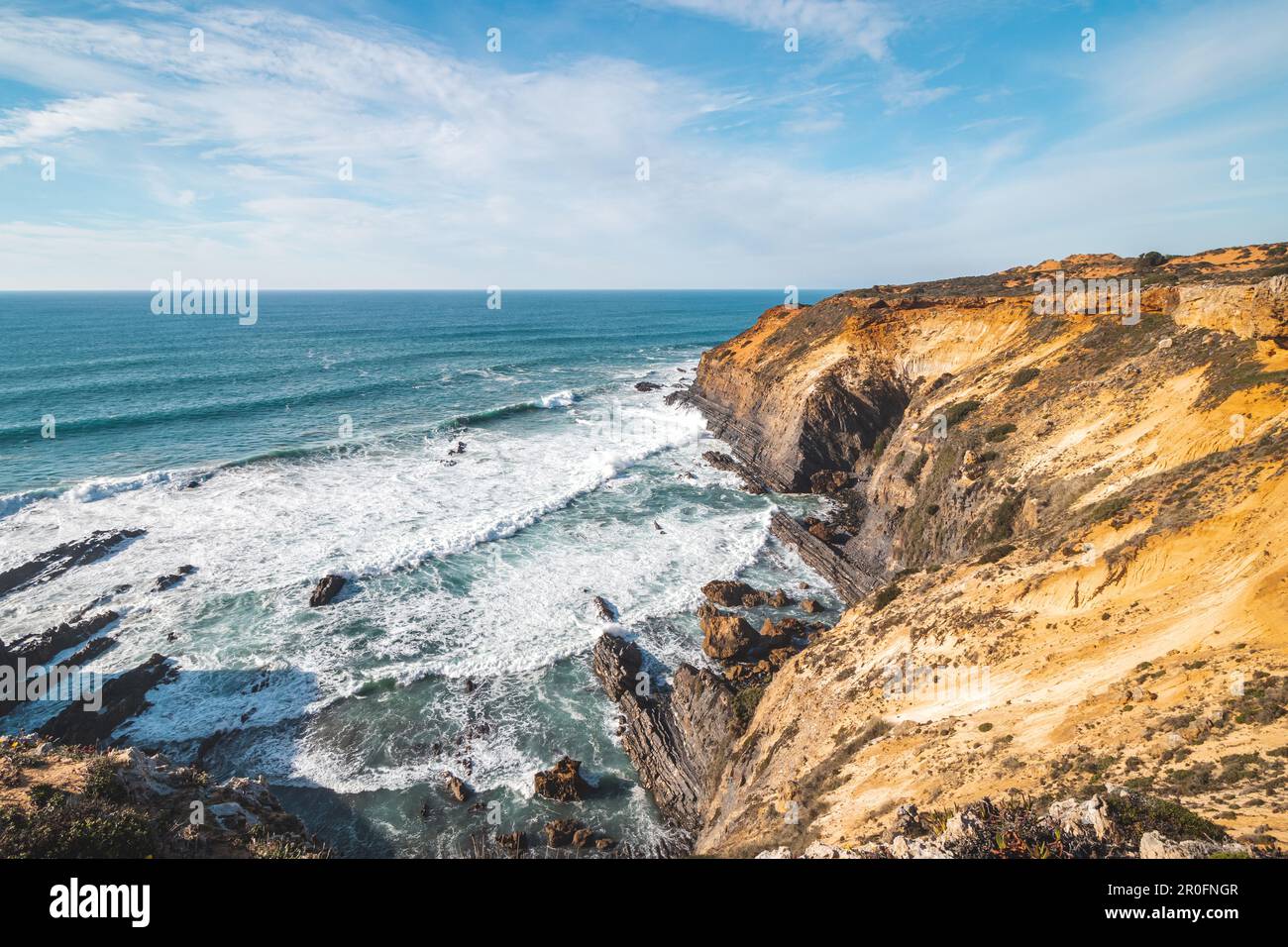 Breathtaking prehistoric cliffs on the Atlantic coast of Odemira region ...