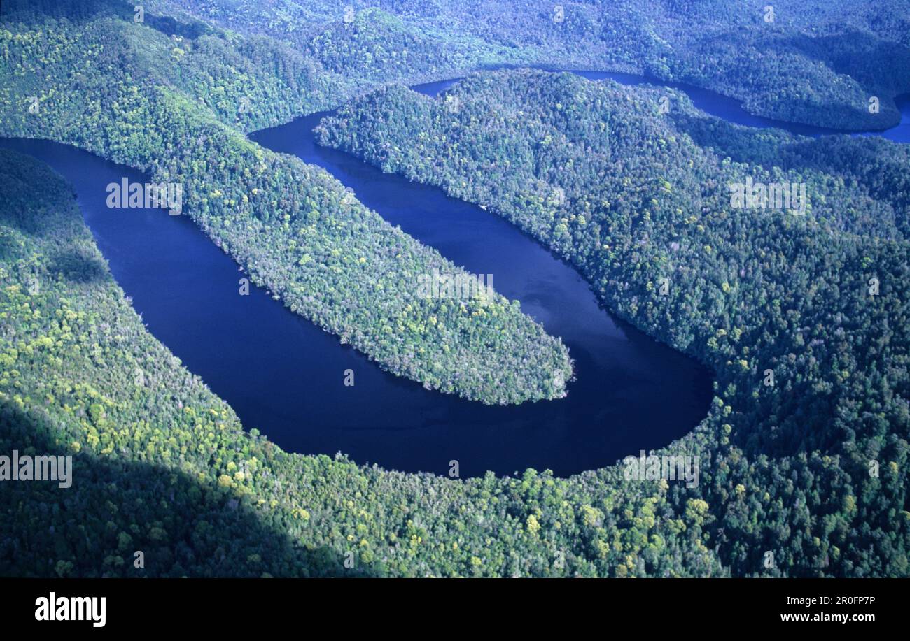 Aerial photo of Gordon River, Gordon Franklin Wild Rivers National Park ...