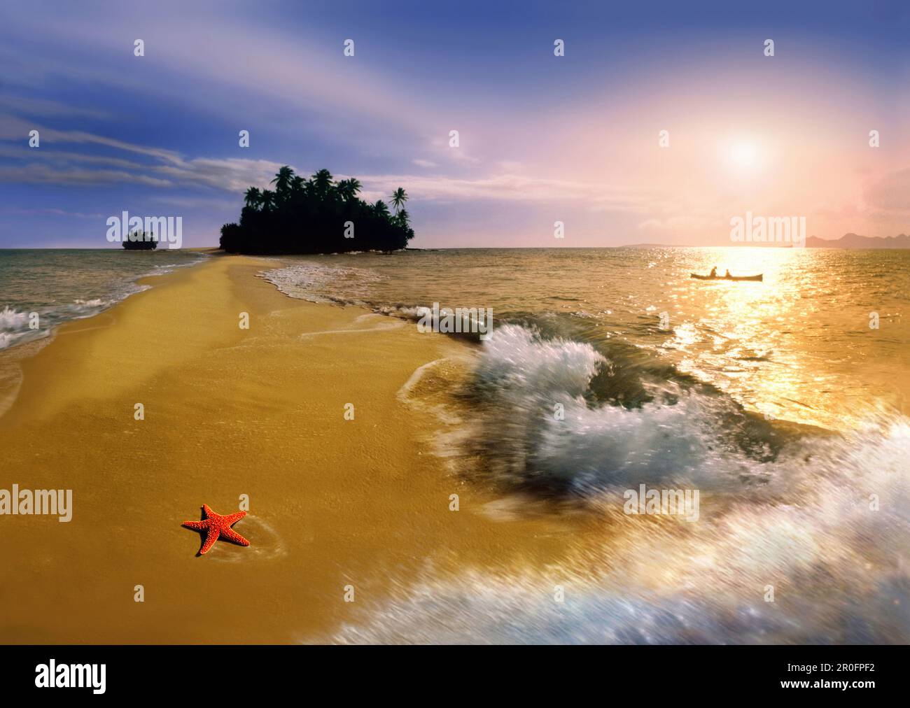 Starfish on the beach at sunset, Palawan Archipelago, Palawan Island ...