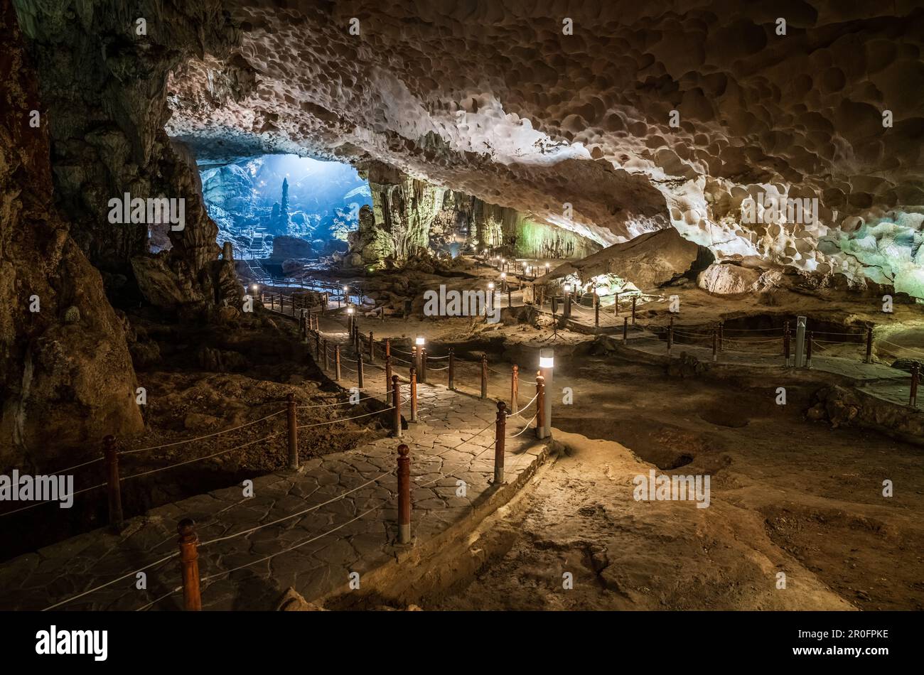 Scenic view inside of Thien Cung Grotto in Ha Long Bay, Vietnam Stock ...