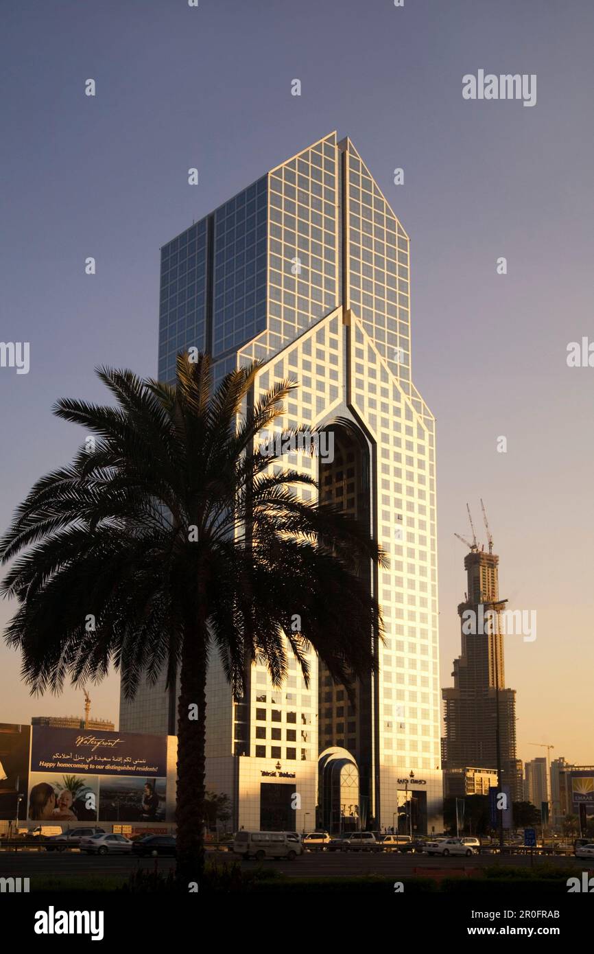 Dubai Sheikh Zayed Road skyscraper skyline, Burj Dubai construction ...